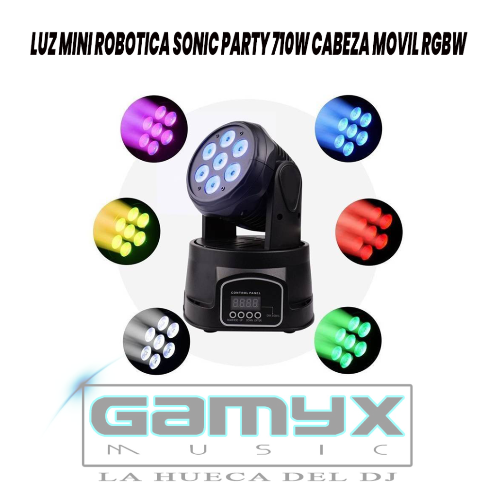 LUZ MINI ROBOTICA SONIC PARTY 710W CABEZA MOVIL RGBW – Gamyx Music