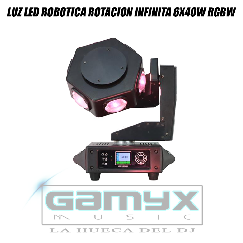 LUZ LED ROBOTICA ROTACION INFINITA 6X40W RGBW – Gamyx Music